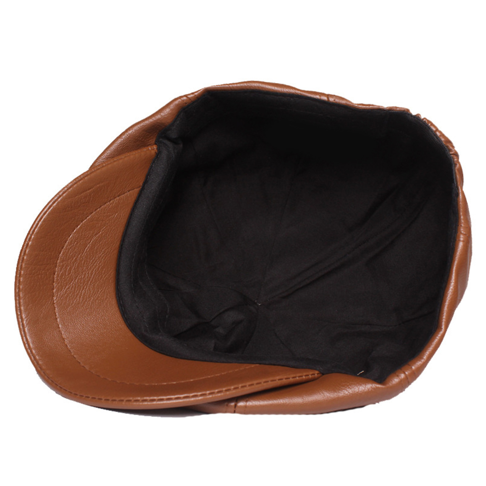 Newsboy Cap Windproof Warm Plain Octagonal Newsboy Faux Leather Cap ...