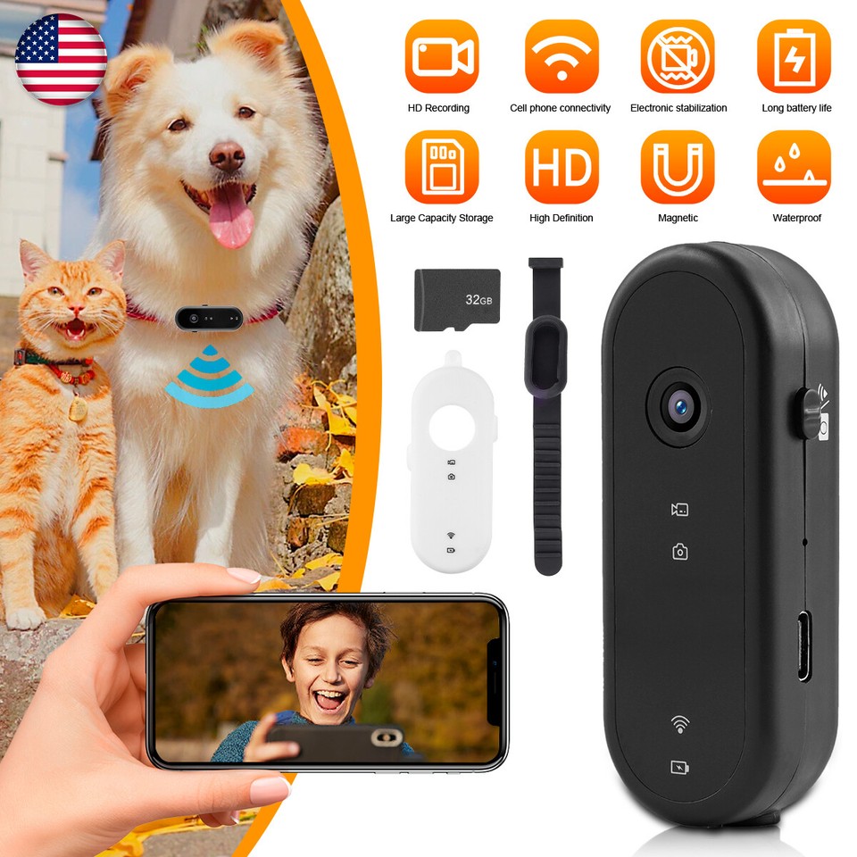 Cat Camera Collar with 32GB SD Card 1080P Dog Tracker Collar Mini ...