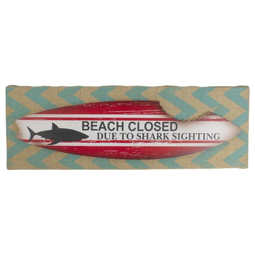 Northlight Red White Striped Burlap Shark Bitten Surfboard Wall Art 24 ...