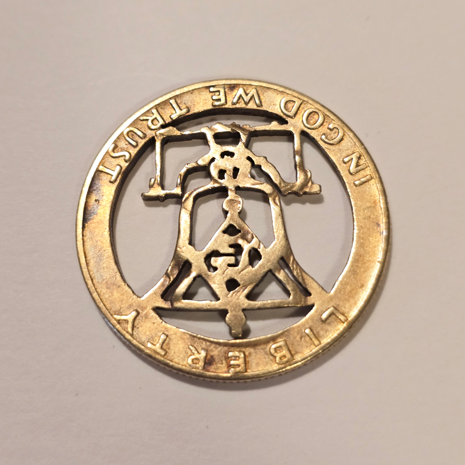 Masonic Freemasonry Mason Ben Franklin Liberty Bell 90% Silver ...