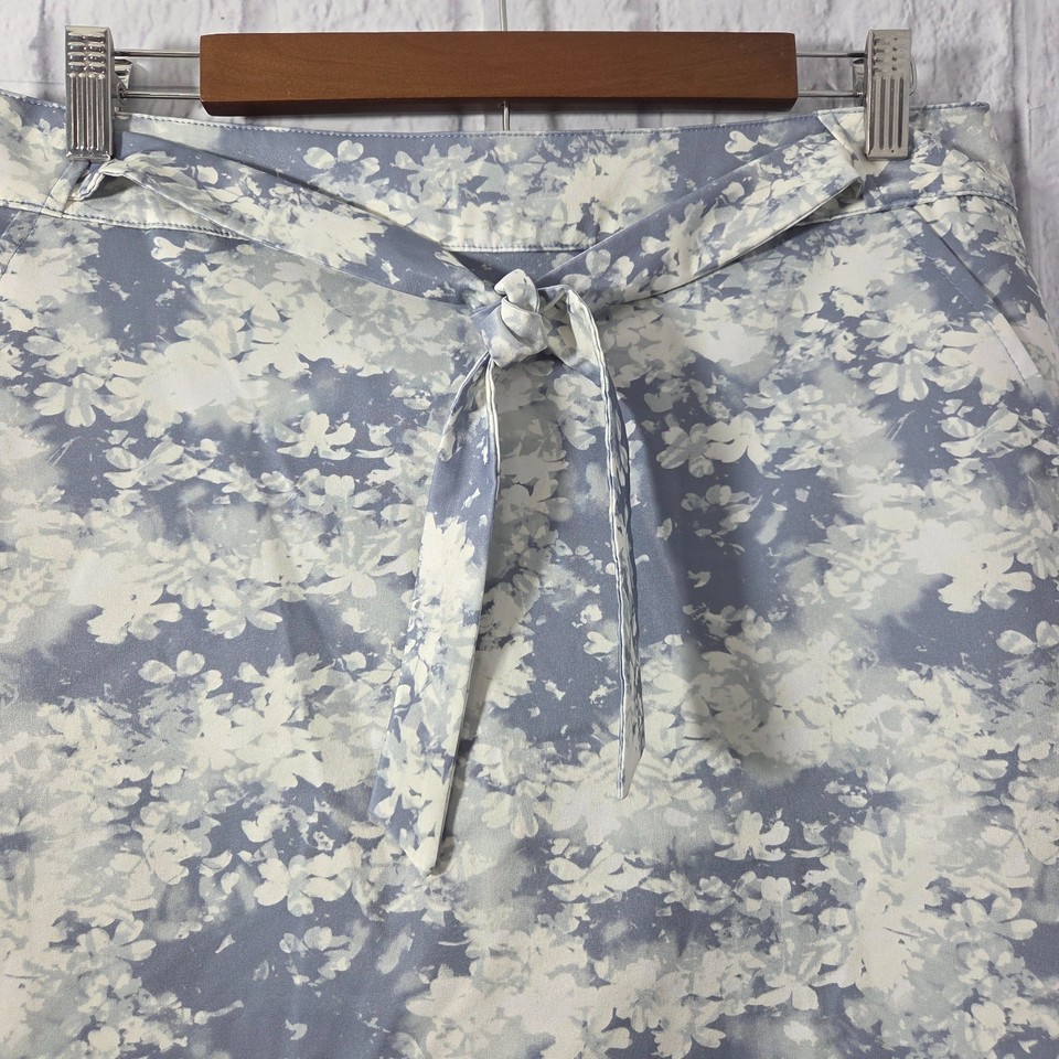 Lady Hagen Size 8 Grey Blue Floral Print Front Tie Waist Preppy Golf ...