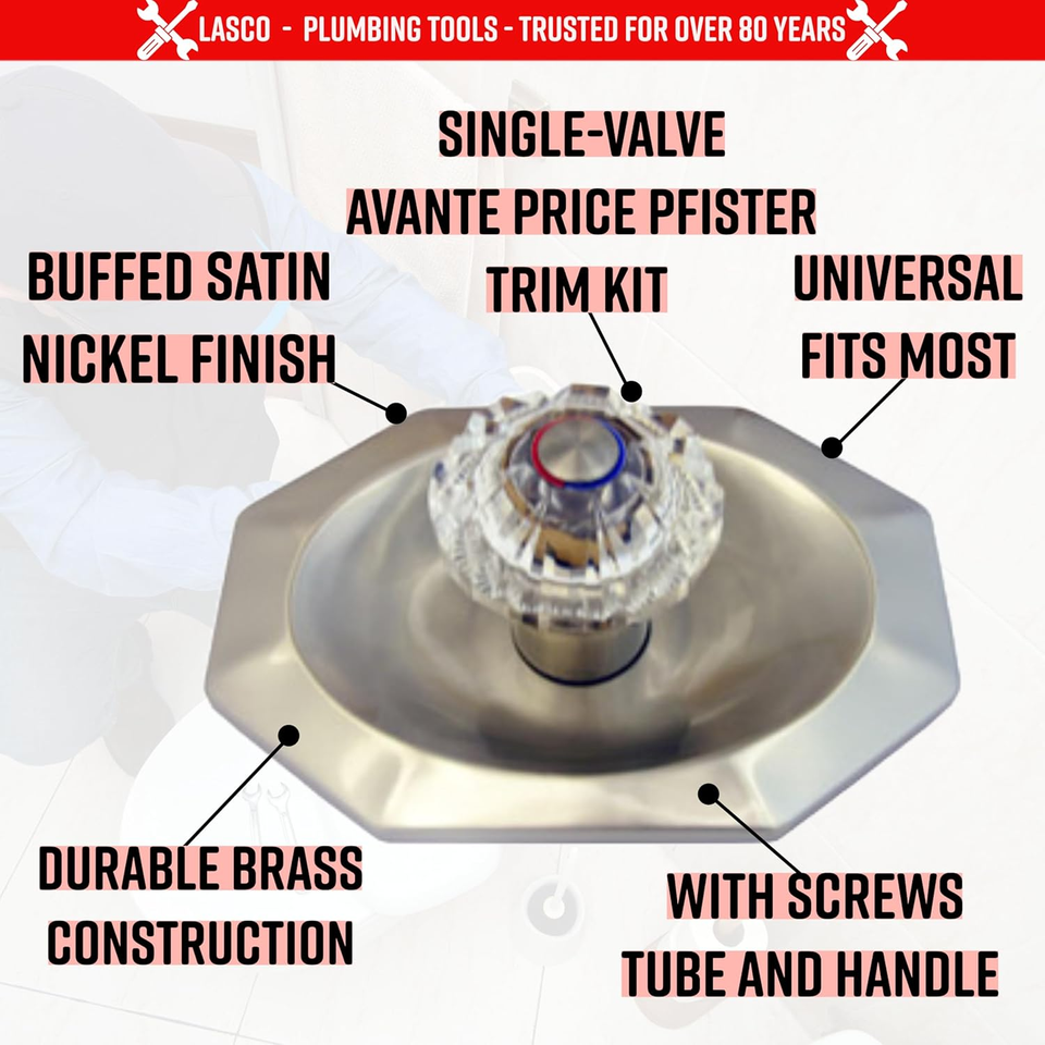 31641Sn Price Pfister Shower Trim Kit with Brass Escutcheon with Screws ...