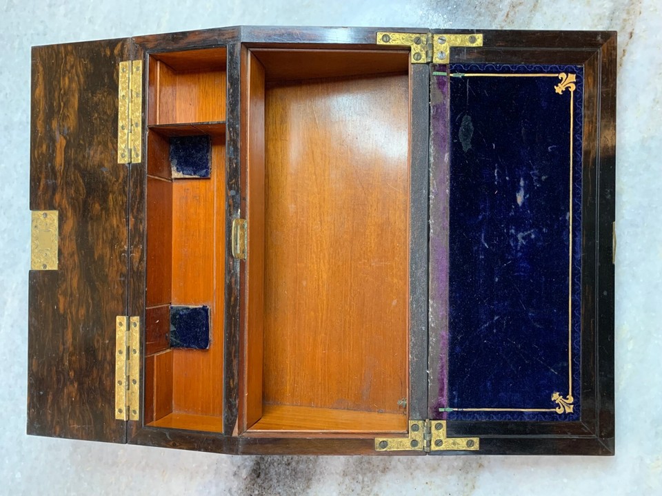 Rare Antique 1800s S Sampson Mordan & Co Wood Jewelry Stationary Box ...