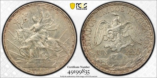 1910 PCGS AU Detail - MEXICO KM-453 - Silver Caballito Un Peso 1p Coin ...