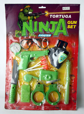 RARE VINTAGE 80'S MUTANT NINJA TURTLES TORTUGA GUN SET + ACCESSORIES ...