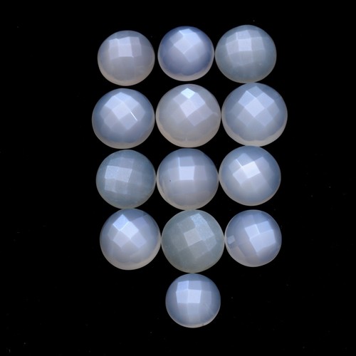 13 Pcs Natural Moonstone Round Checker Cut 12mm-14mm Glossy Loose ...