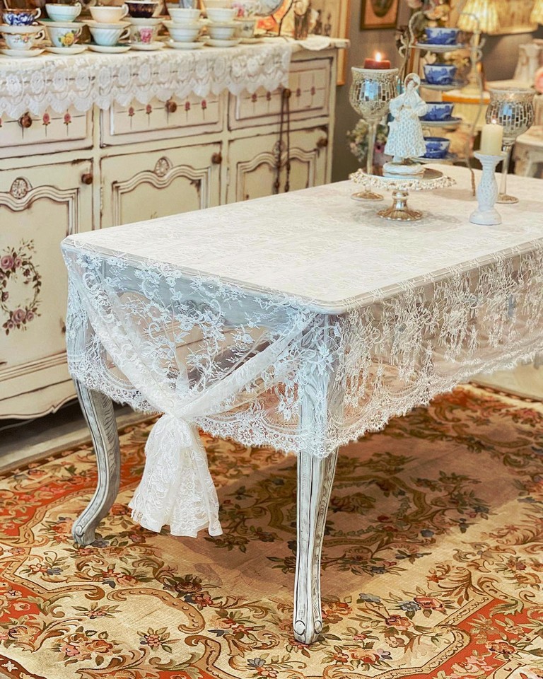 Rustic Ivory Wedding Tablecloths Lace Chic Rectangular Tablecloths For ...