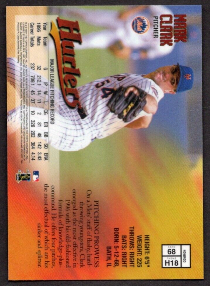 1997 Topps Finest Baseball #68 Mark Clark - New York Mets - NM | eBay
