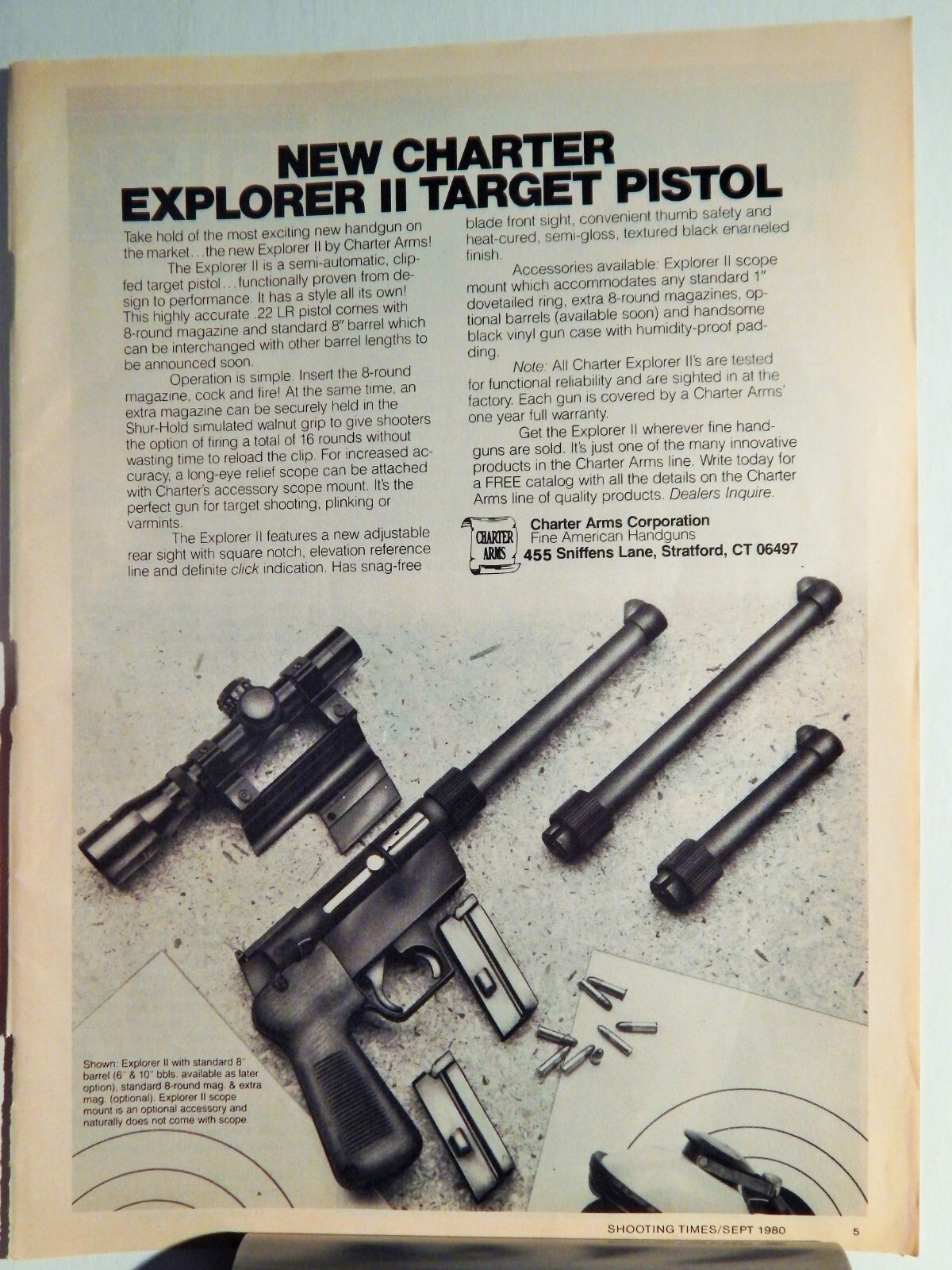 CHARTER EXPLORER II PISTOL FIREARM ORIGINAL VTG 1980S ADVERTISEMENT | eBay
