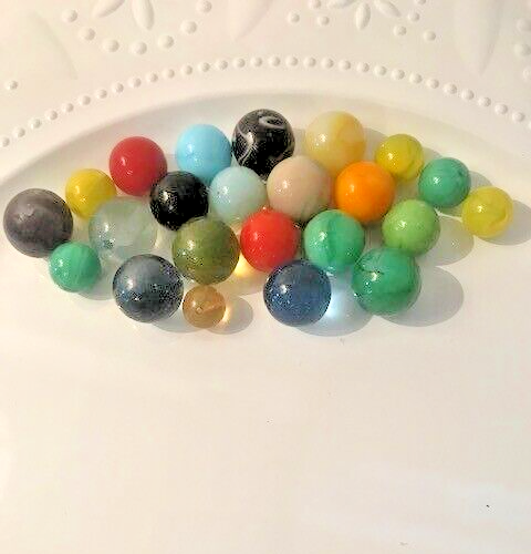 Vintage solid color glass marbles in various sizes lot of 24 | eBay