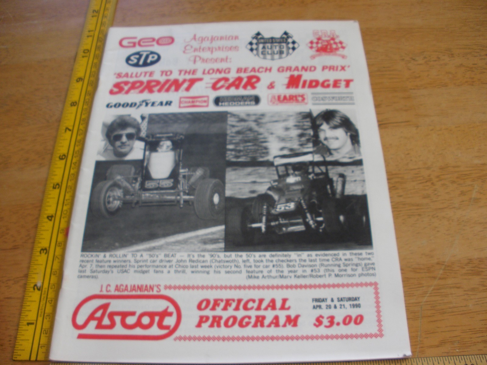 1990 program Sprint Car Races CRA ASCOT Agajanian John Redican Bob ...