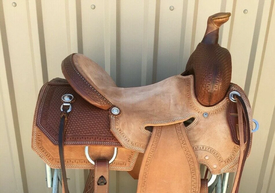 Western Ranch Roping Roper Wade Horse Saddle Tree A Fork Work Leather ...