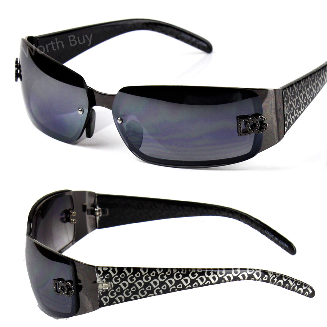 Womens Wrap Rimless Designer Fashion Sunglasses Oval Retro Shades ...