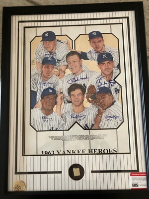 1963 NY Yankee 16x20 poster autographed by 8 players with COA - see ...