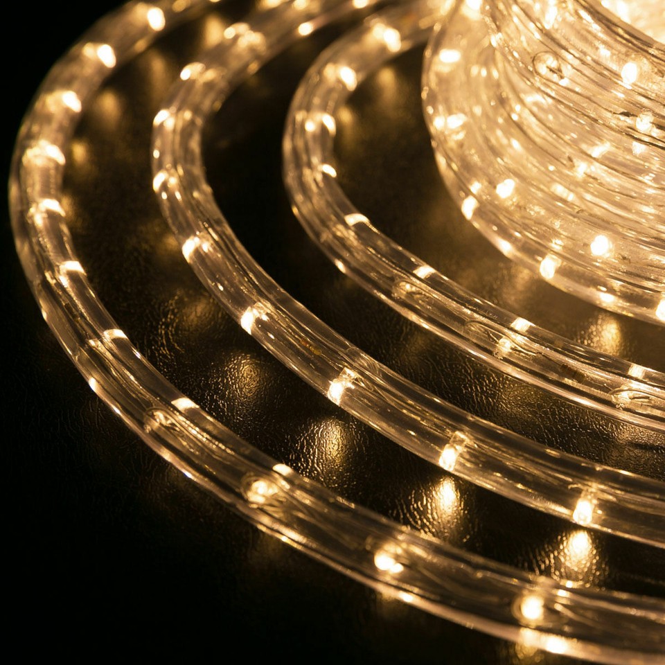 Warm White LED Rope Lighting Flexible Indoor Outdoor Christmas Extend ...