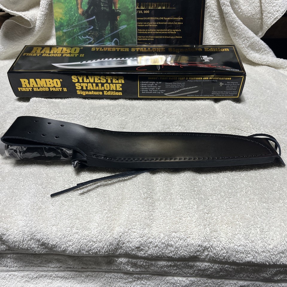 Rambo First Blood Part 2 Stallone ltd ed #6316 GYUTO 10" Knife & Signed ...
