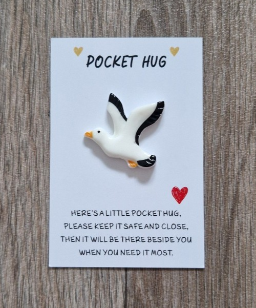 SEAGULL Bird Pocket Hug Token Gift Family Friend Seaside Beach Animal ...