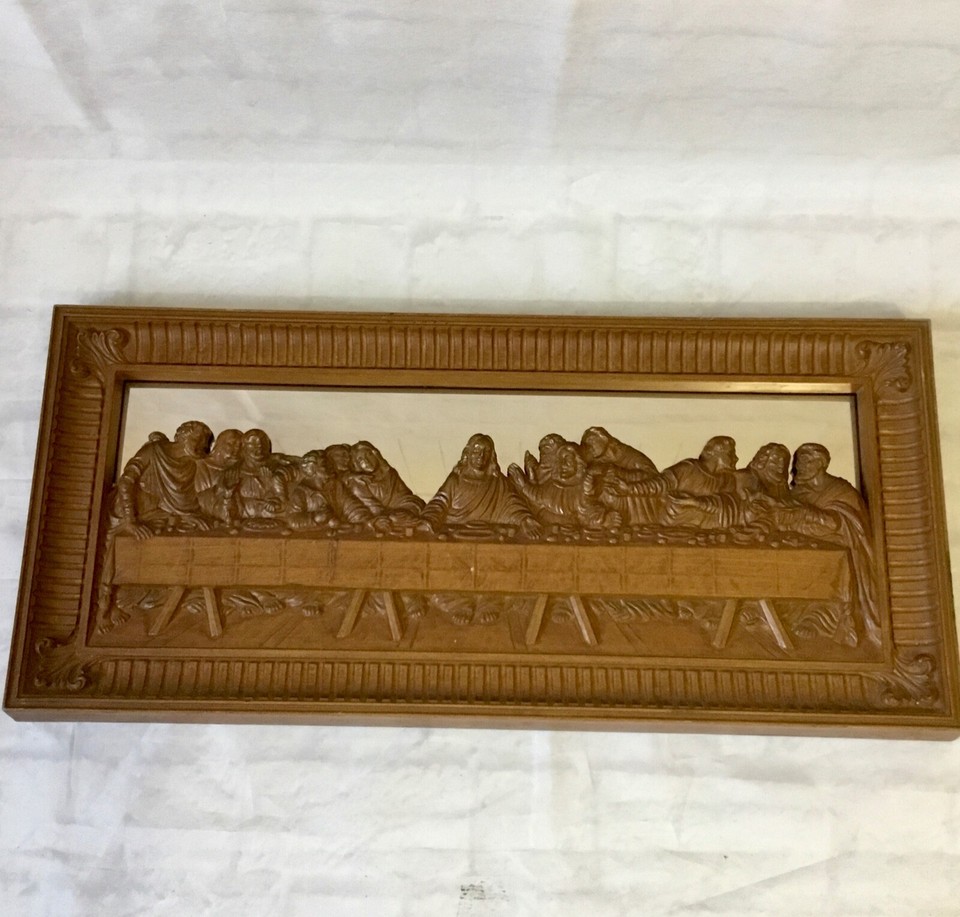 Vintage Homco Last Supper Mirror Wall Hanging 7651 Wood Tone ...