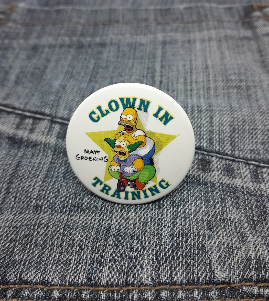 Official The Simpsons Krusty Clown & Homer Pin Button Badge (38mm ...