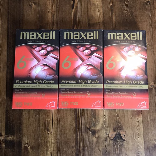 VHS Tapes 3 Maxell Premium High Grade T-120 6 Hour EP New Sealed ...