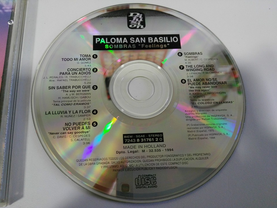 PALOMA SAN BASILIO sombras Feelings CD 1975-1994 Diffusion Holland ...
