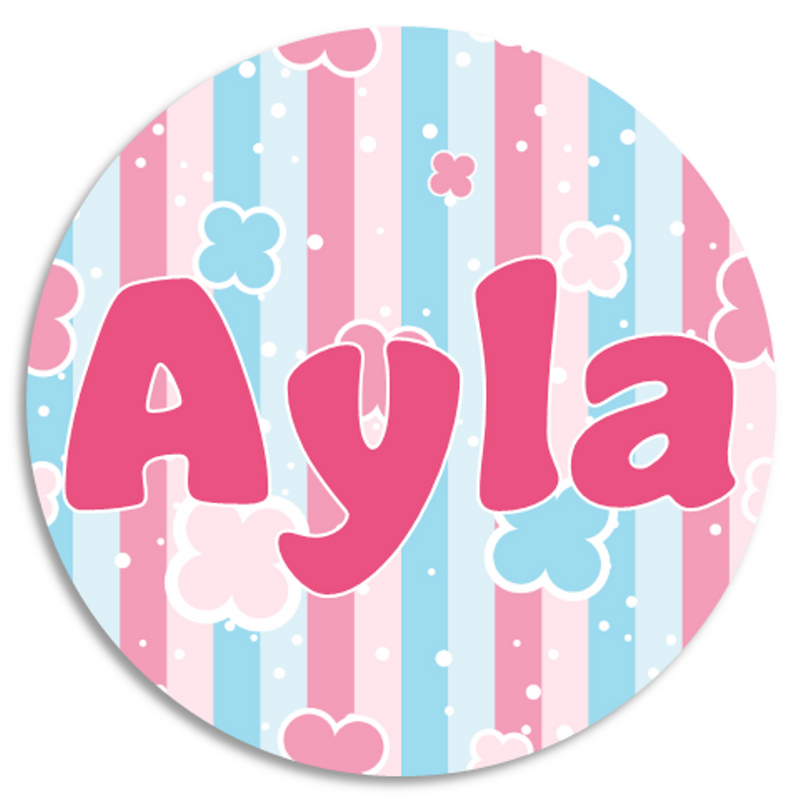 Ayla - Circle Sticker Decal 3 Inch - Name Tag Water Bottle School ...