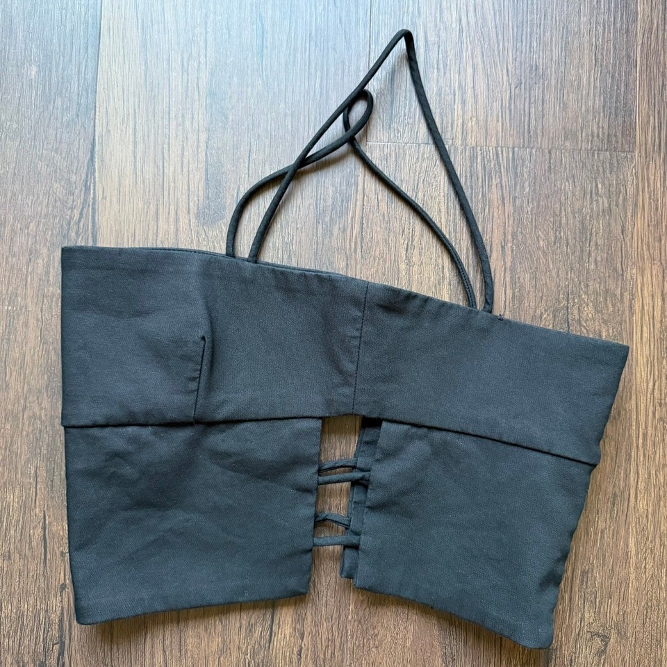 ZARA Black Minimalist Cropped Tank Top XS Cut Out Side Spaghetti Strap ...