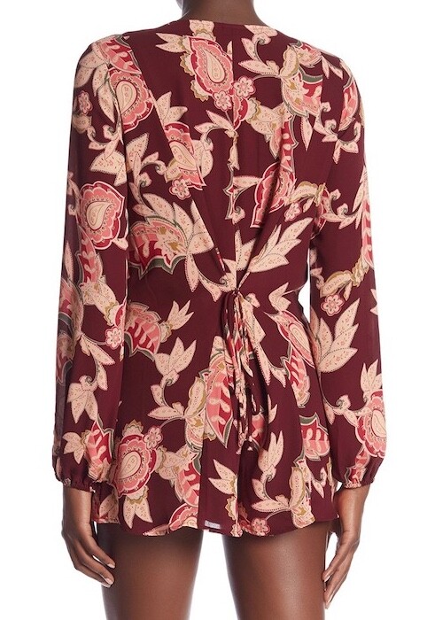 NWT $146 SHOW ME YOUR MUMU Bailey Tie Back Paisley Romper Vino Vine One ...