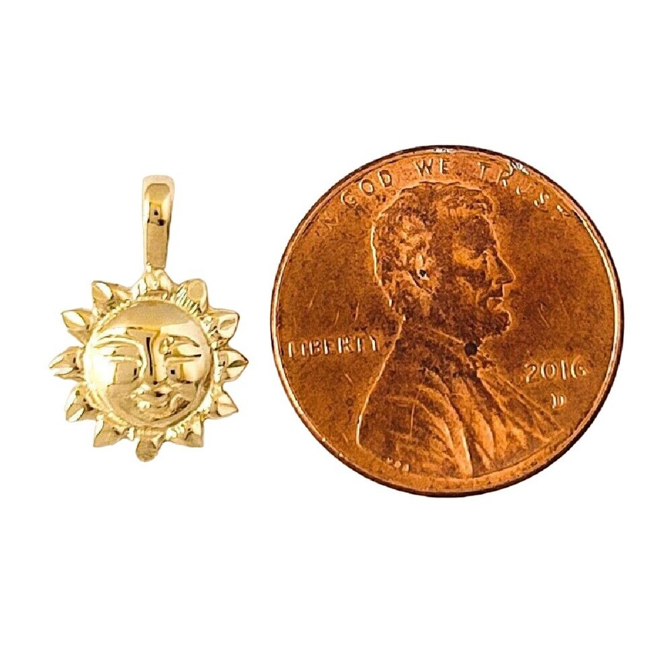Small 14k Yellow Gold SUN Pendant / Charm, Made in USA | eBay