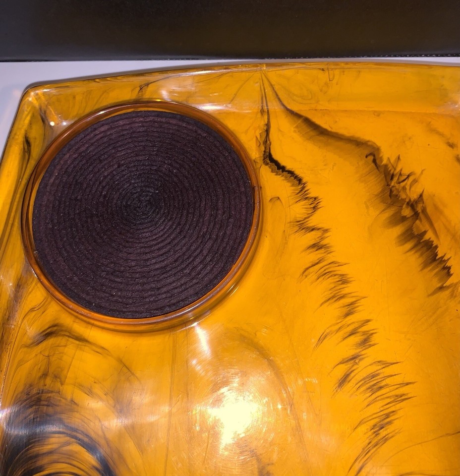 2 Lucite or Plastic Tortoiseshell Plates Trays Raffia Cup Holder MCM ...