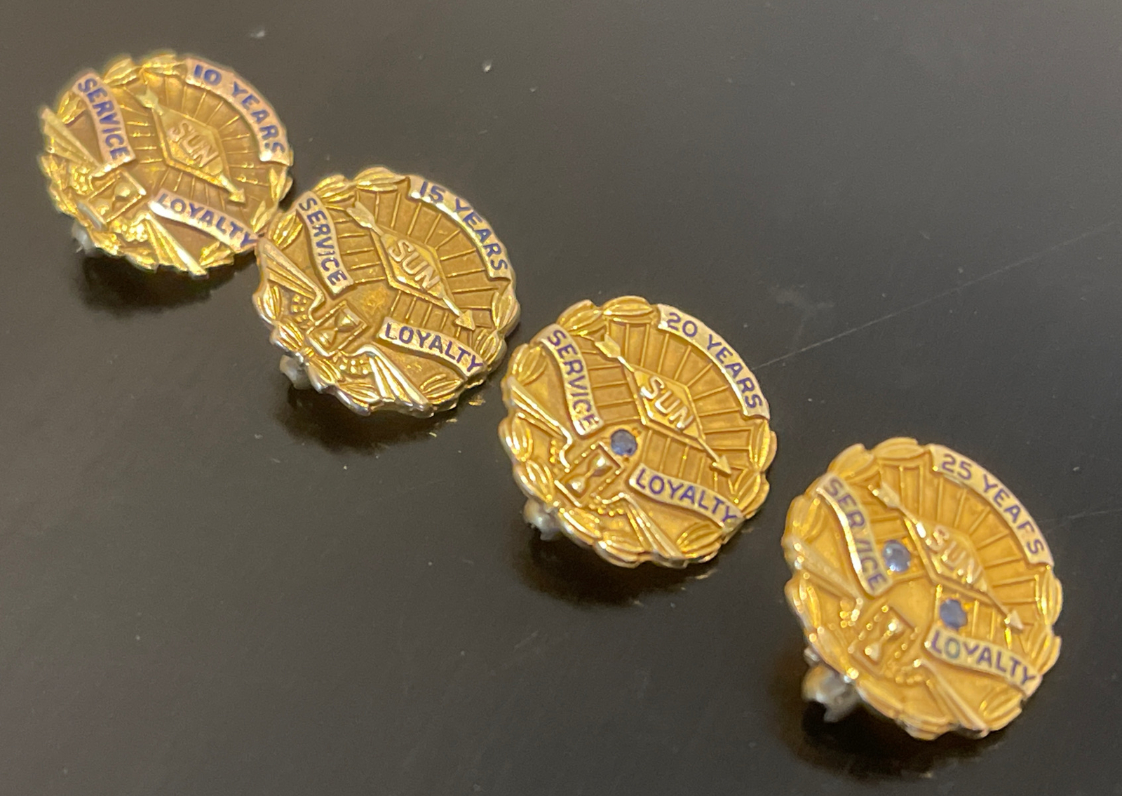 14K Gold Sun Oil Company Sunoco (4) Service Pins 10-15-20-25 Years 8.62 ...