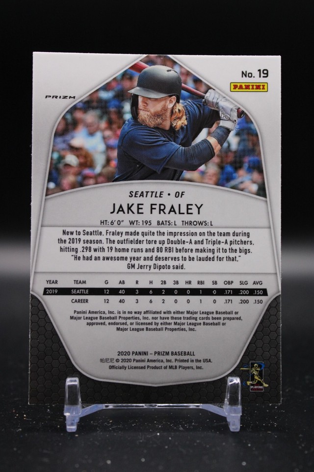Jake Fraley, Seattle Mariners, 2020 Panini Prizm, White Wave, Rookie ...