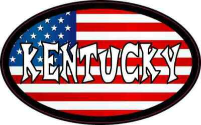 4in x 2.5in Oval American Flag Kentucky Sticker Car Truck Vehicle ...