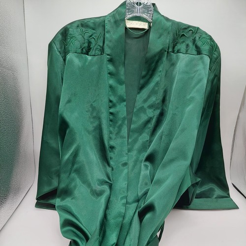 Cacique Satin Robe Green Jade Size Medium Length 33" | eBay