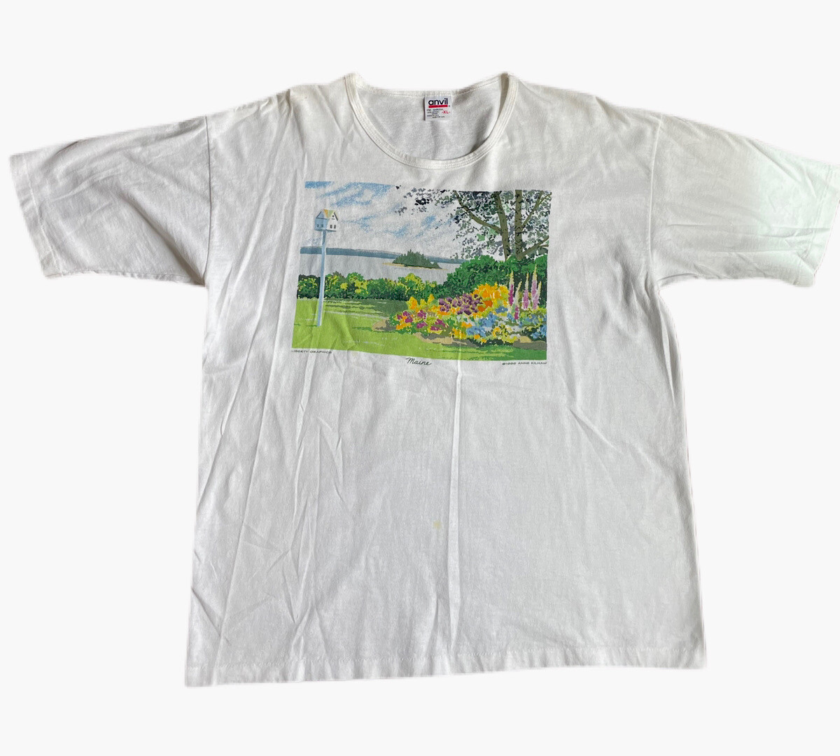 Vintage 1996 Anne Kilham Maine Painting 90s Art Shirt… - Gem