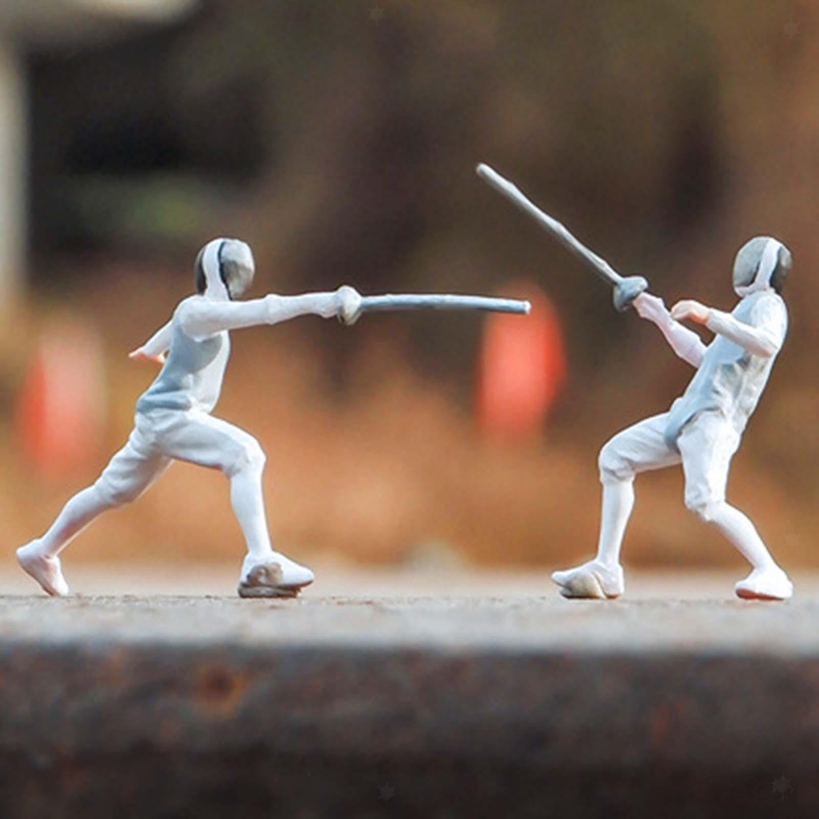 1/64 People Figurine Desktop Ornament Micro Landscape Fencer Model Doll ...