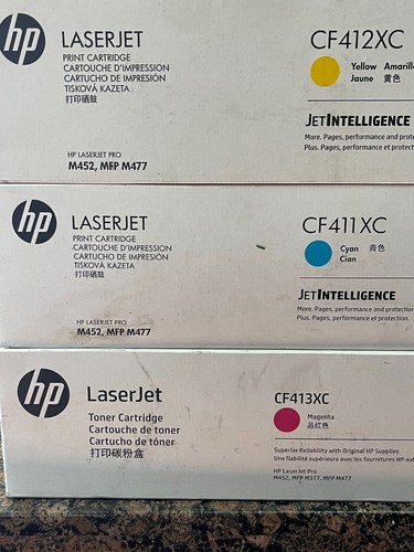 HP Laserjet Lot 3 Print Cartridge Yellow CF412XC, Cyan CF411XC, Magenta ...