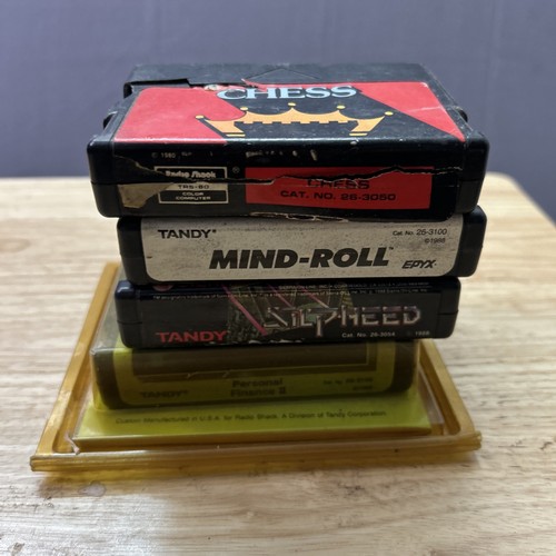 Lot Of 4 Tandy Computer Cartridges Silpheed Chess Mind Roll Finance II ...