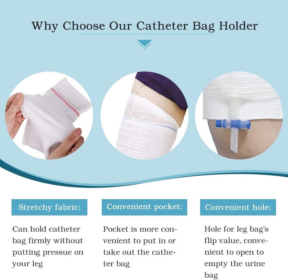 Invisible Urine Leg Bag Holder Set - 4 Latex-Free Catheter Sleeves for ...