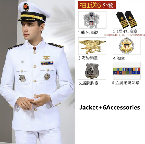 US Navy Military Uniforms White Mariner Sailor Yacht Captain American ...