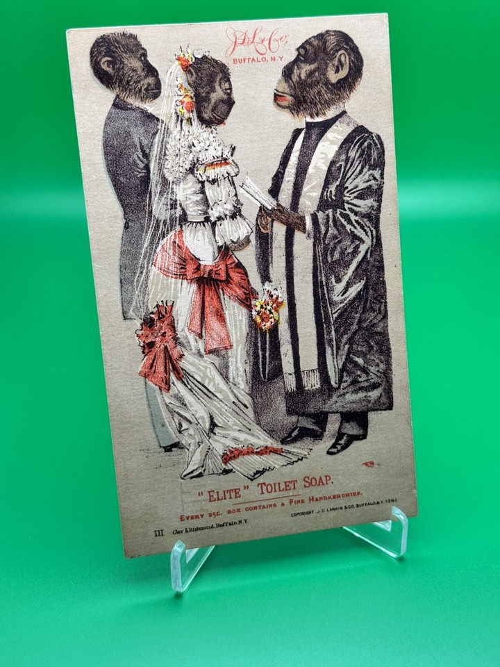 Antique 1800 J D Larkin &Co Monkey Wedding Trade Card Elite Toilet Soap ...