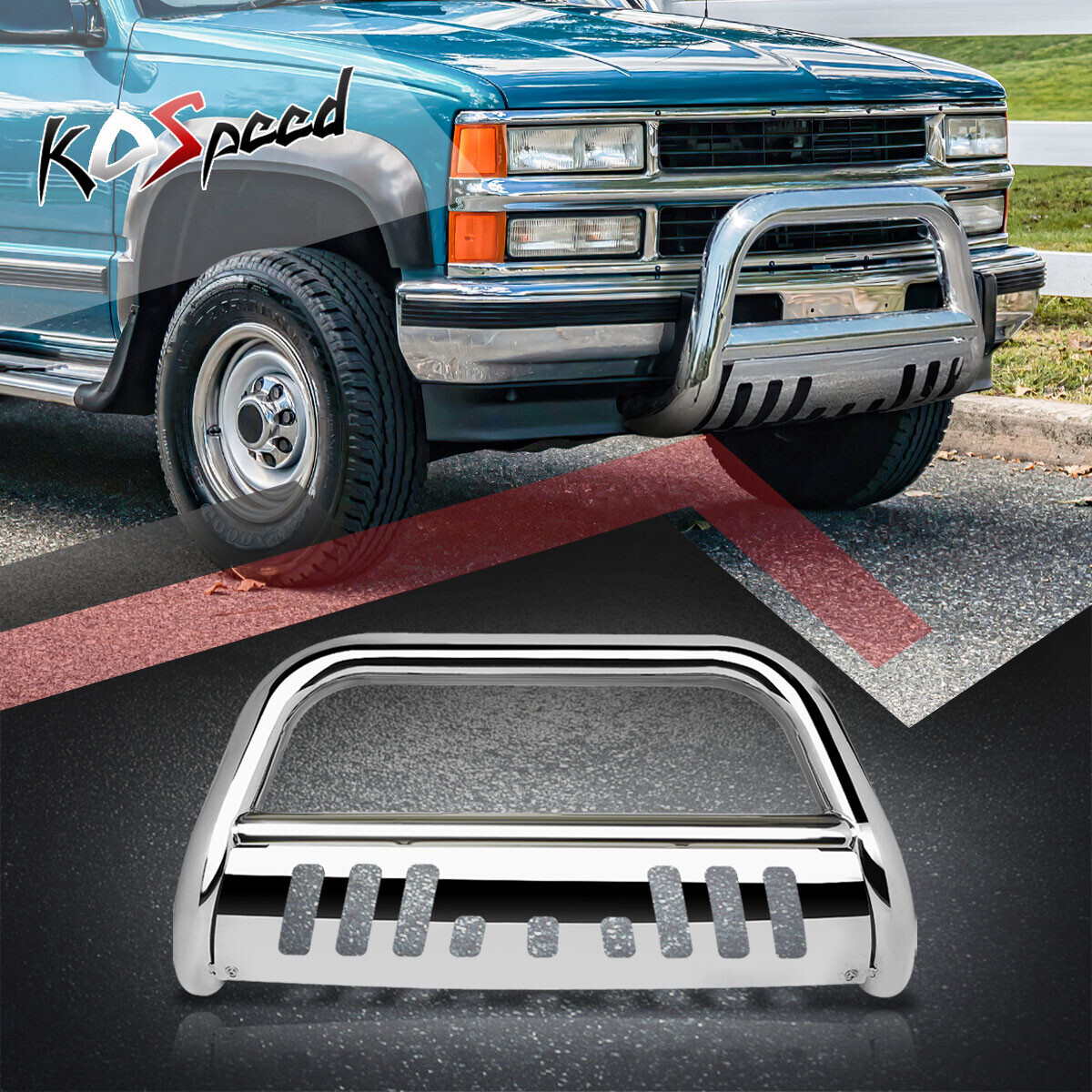 3" Chrome Steel Bull Bar Push Front Bumper Grille Guard for 92-99 ...