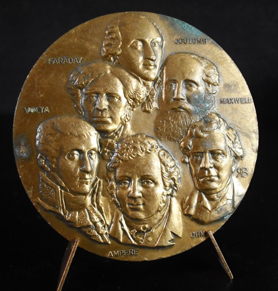 Electricity Medal Ampere Volt Ohm Maxwell Coulomb Faraday Electricity ...