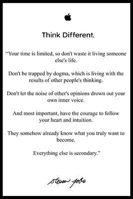 Steve Jobs Quote Poster, Apple Think Different, Office Decor Motivation ...