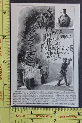 RARE Antique 1885 Ad - Hayward Hand Grnade Fire Extinguisher NY Vtg ...