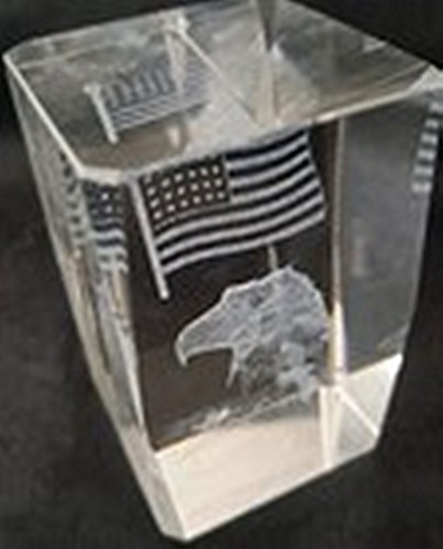 💥 Crystal Glass 3D Laser Etched Solid Cube Eagle American Flag | eBay UK