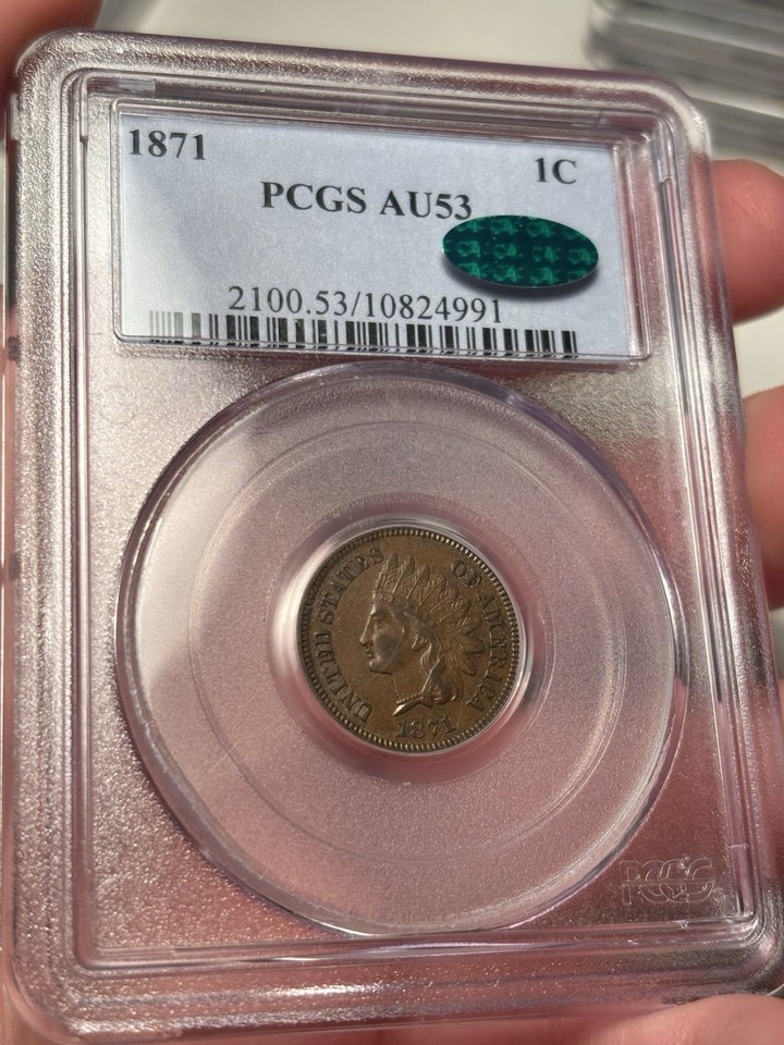 1871 Indian Head Cent PCGS AU53 CAC Approved Nice Chocolate Color | eBay