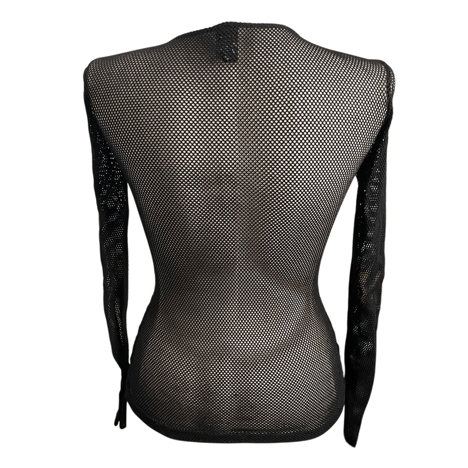 Bond Street Exit Tight Knit Mesh Top L Black Long Sleeve Punk Rock Goth ...