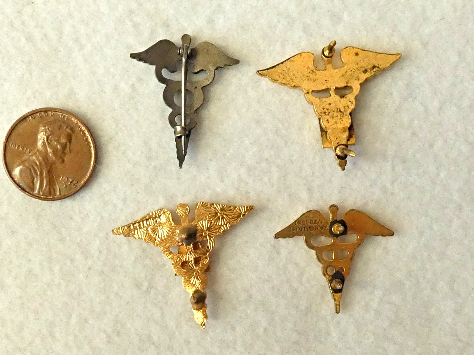 LOT X 4 U.S. Army Medical Caduceus Collar Device Insignia Vietnam Era ...