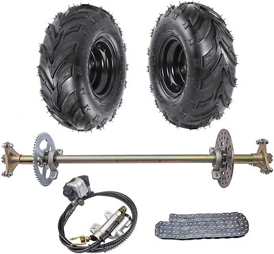 29" Go Kart Trike Rear Axle Kit Complete Tires Wheels Sprocket Brake ...